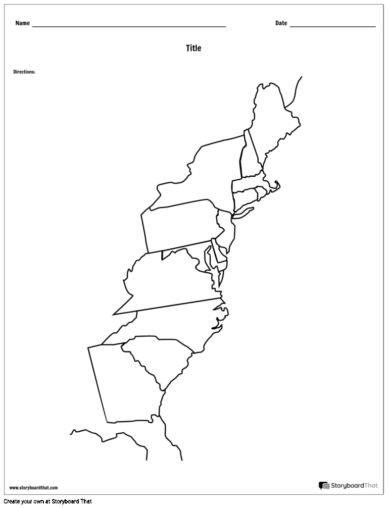 13 Colonies Blank Map Free Printable - Free Printable Maps