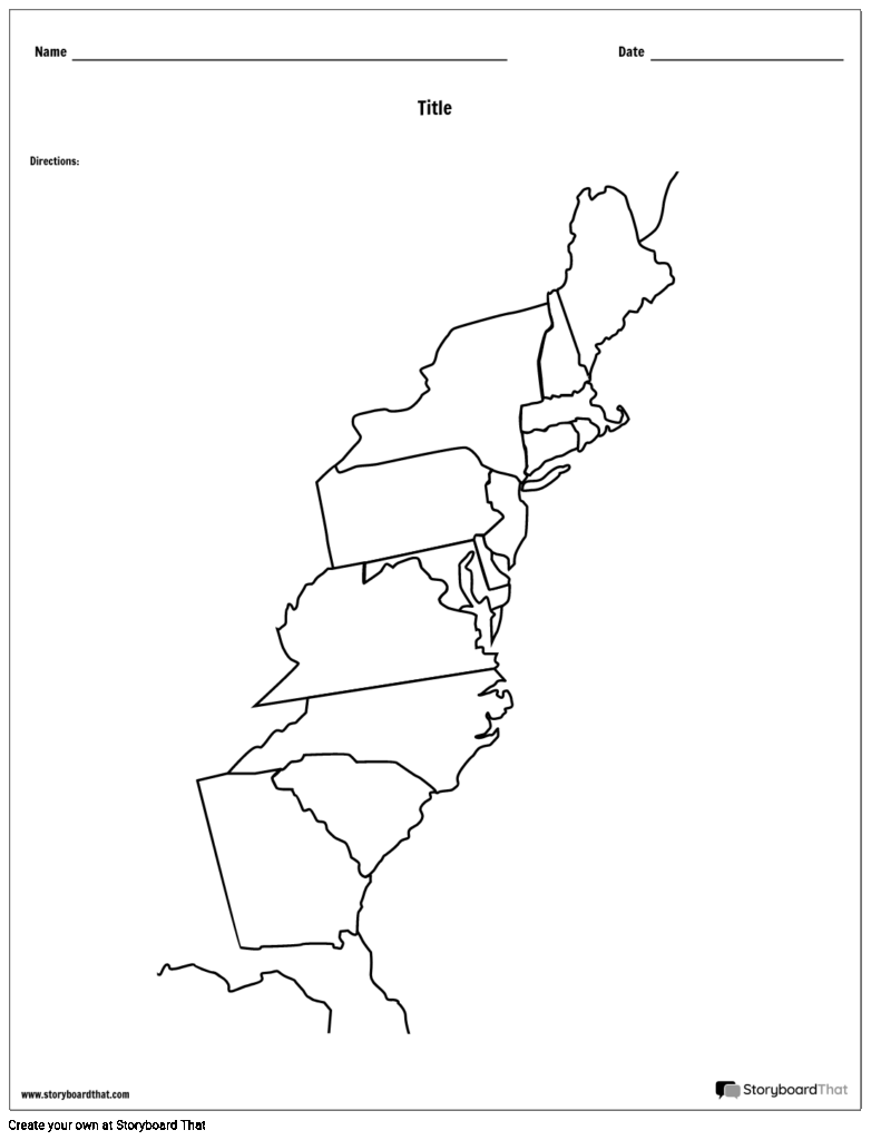 13 Colonies Blank Map Free Printable - Free Printable Maps