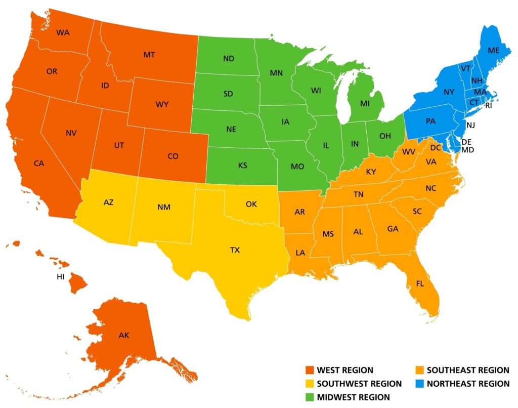 United States Regions Map Printable - Free Printable Maps