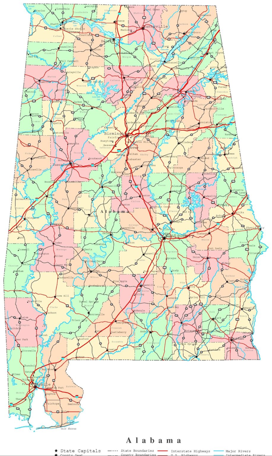 Printable Alabama Map - Free Printable Maps