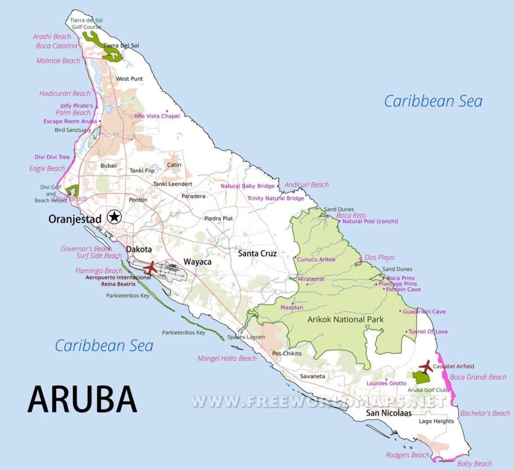 Printable Tourist Map Of Aruba - Free Printable Maps