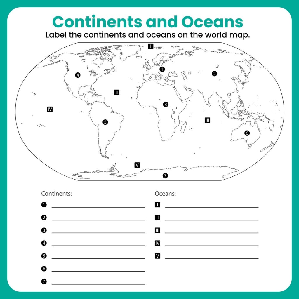 Blank Printable Continents And Oceans Map - Free Printable Maps