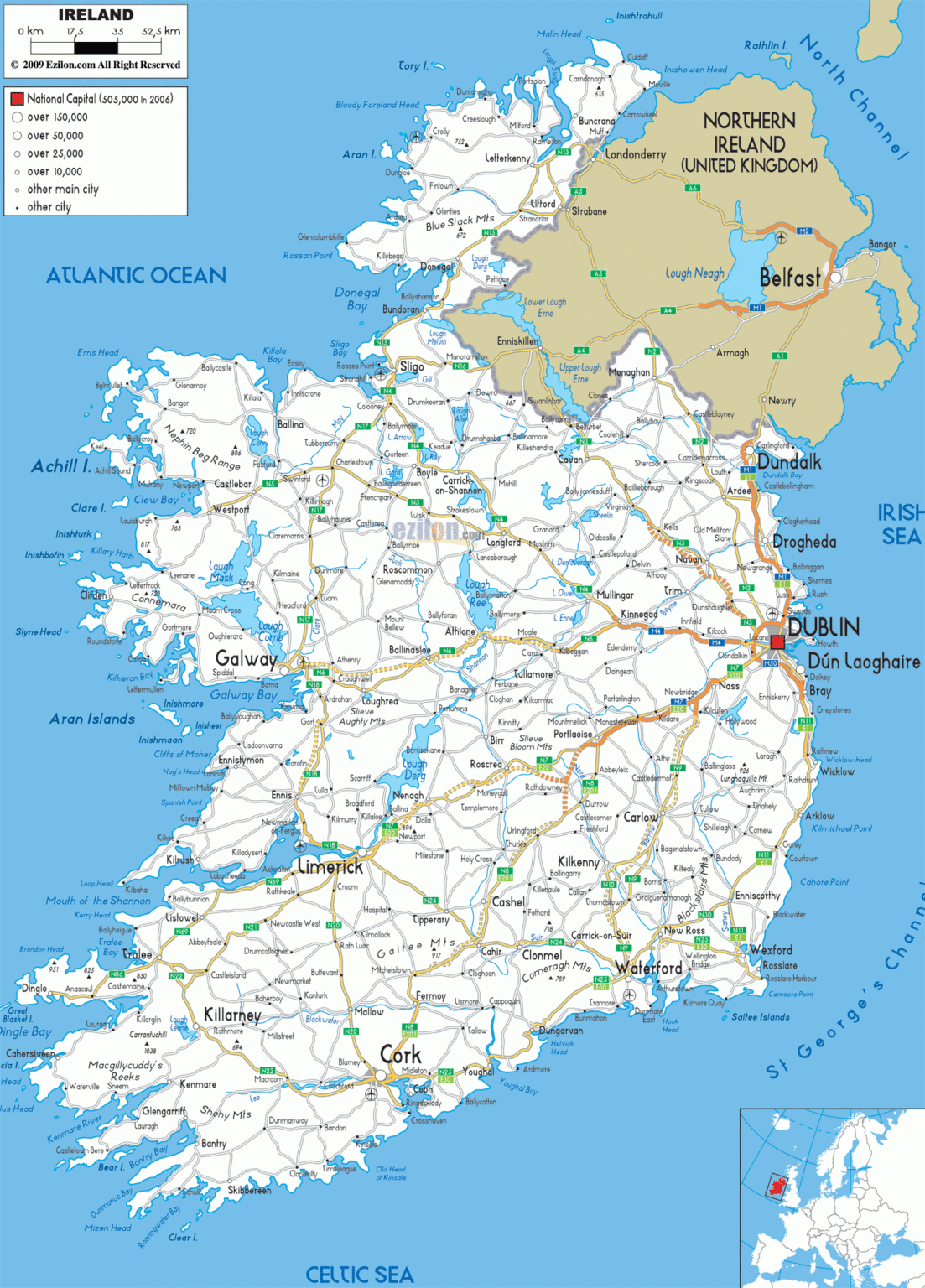 Printable Map Of Southern Ireland - Free Printable Maps