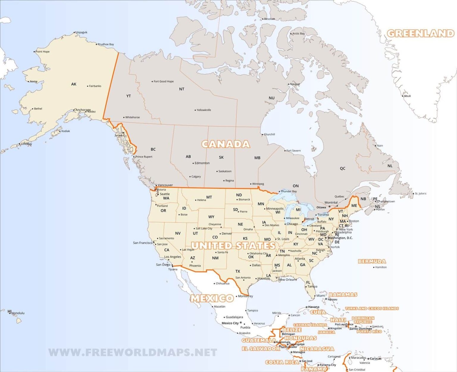 Printable North America Map - Free Printable Maps