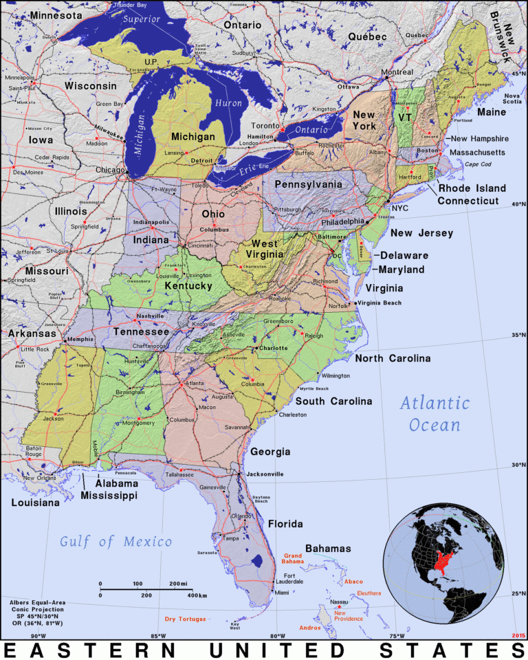 Printable East Coast Map - Free Printable Maps