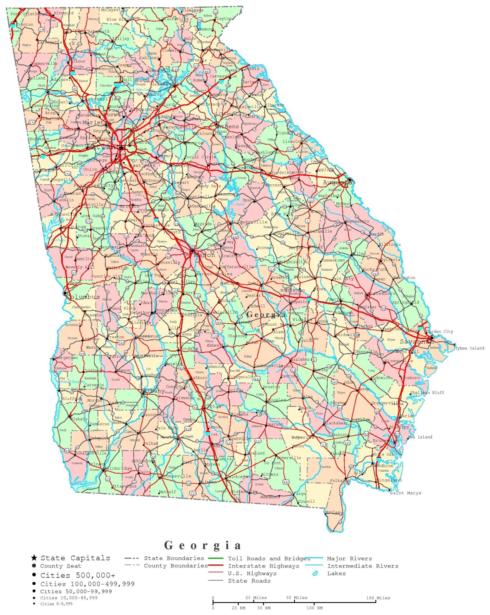 Georgia State Map Printable - Free Printable Maps