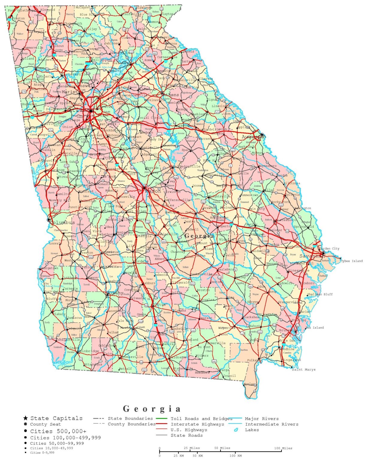 Printable Georgia Map - Free Printable Maps