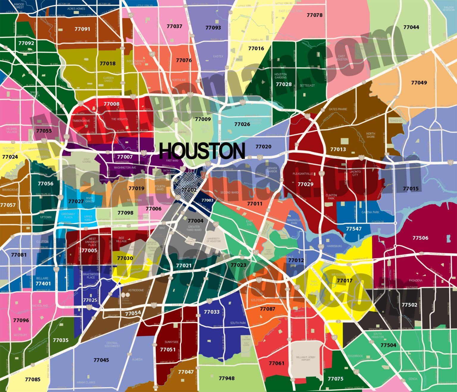 Printable Houston Zip Code Map - Free Printable Maps