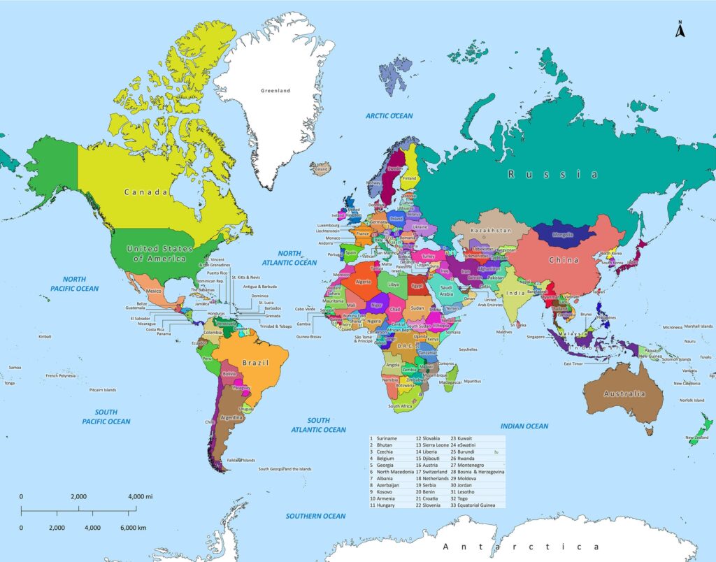 Labeled Map Of The World Printable - Free Printable Maps