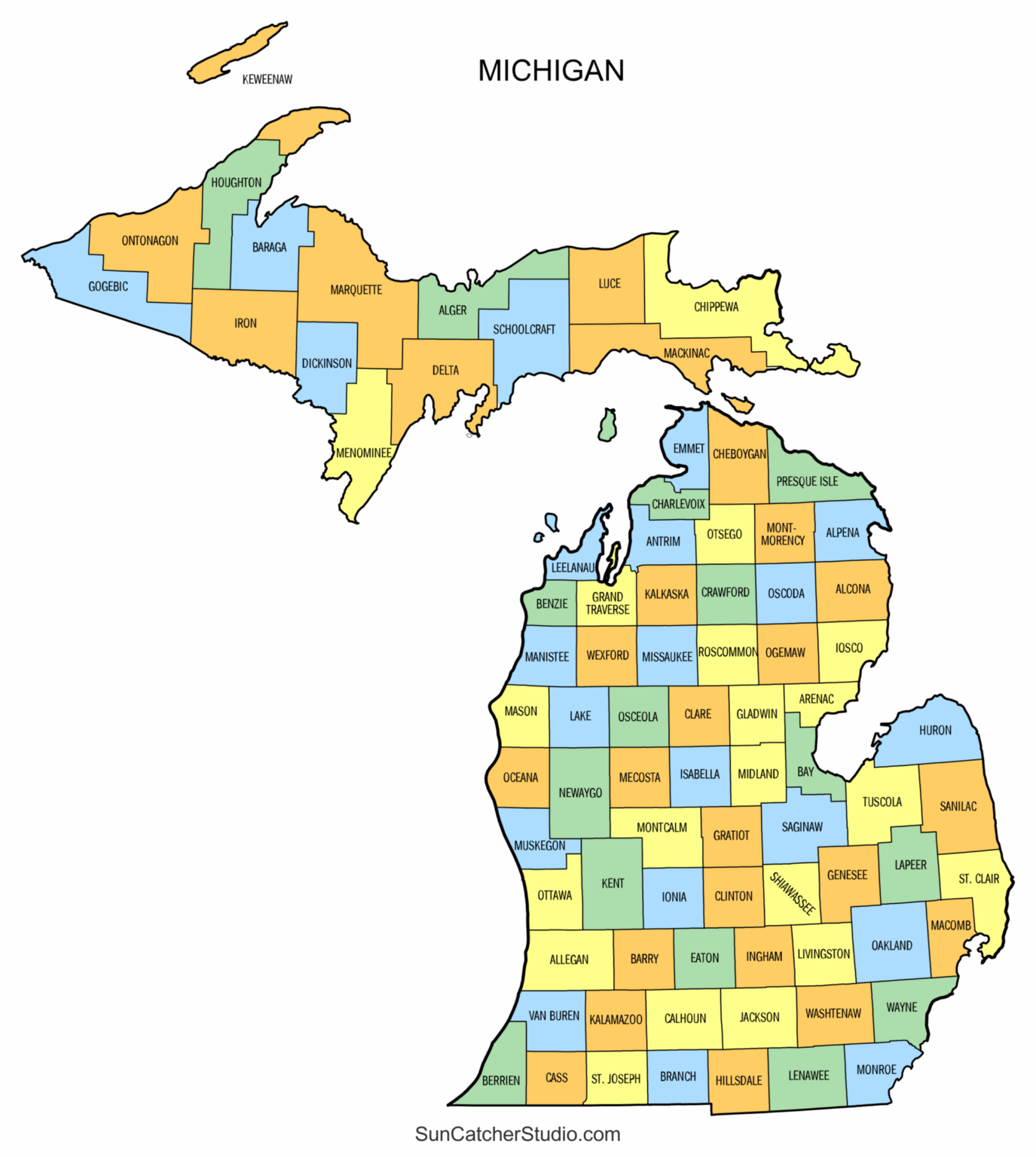 Michigan County Map Printable - Free Printable Maps