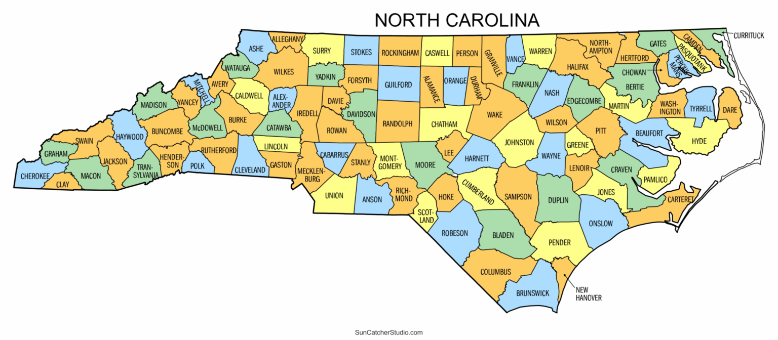 Printable Map Of North Carolina Counties - Free Printable Maps