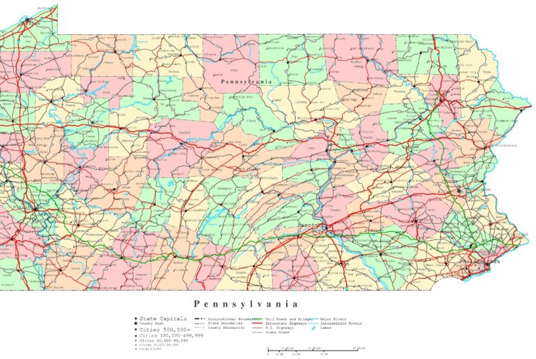 Printable Maps Of Pennsylvania - Free Printable Maps
