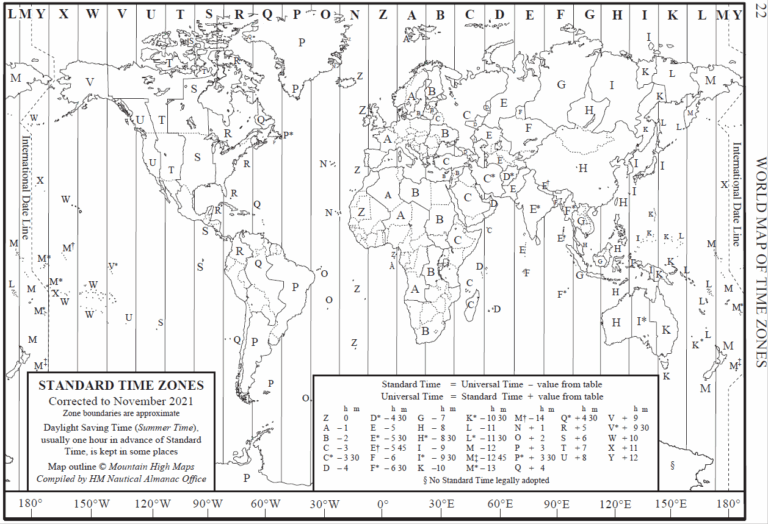 World Map Of Time Zones Printable - Free Printable Maps